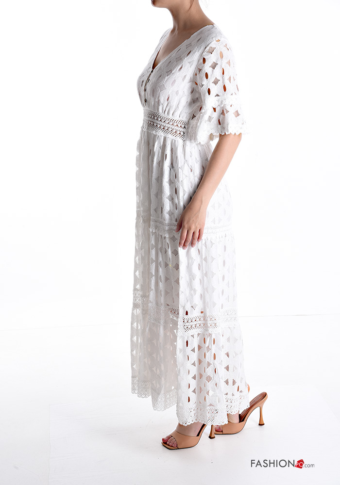 Abito in Cotone maniche corte lungo con balze | P214230017412 | IT