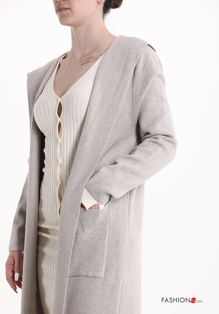 Duster Coat with pockets with split with hood | P8230023312 | EN